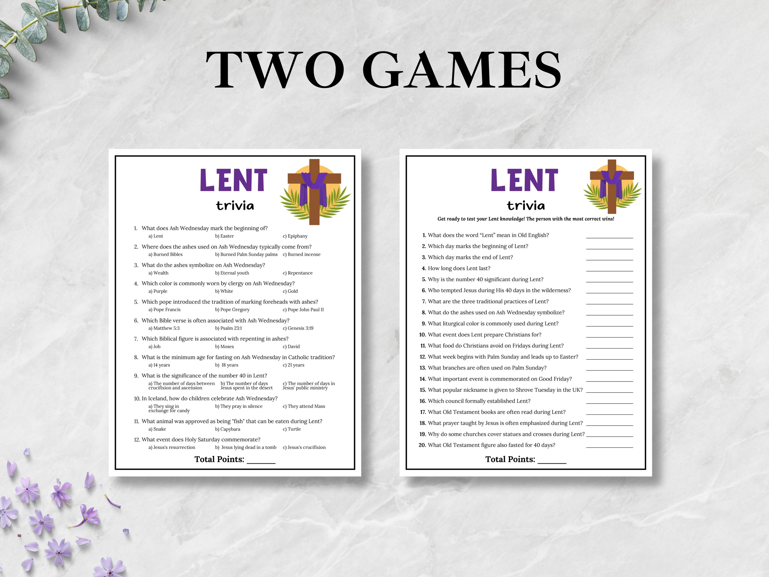 Lent Trivia Game, Easter Party Games, Sunday School Activities, Lenten ...