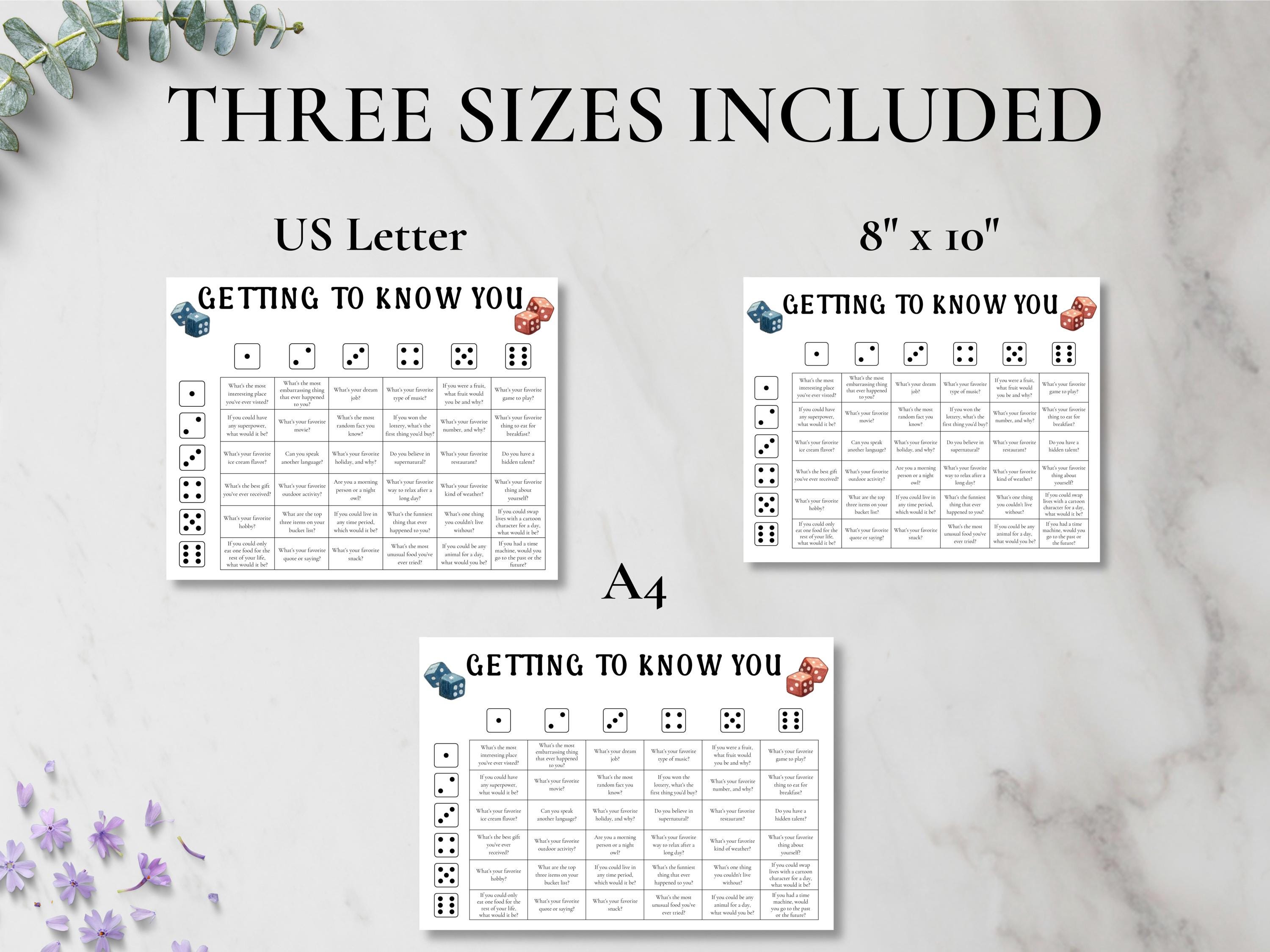 Getting to Know You Printable Game, Dicebreaker Game, Team Building ...