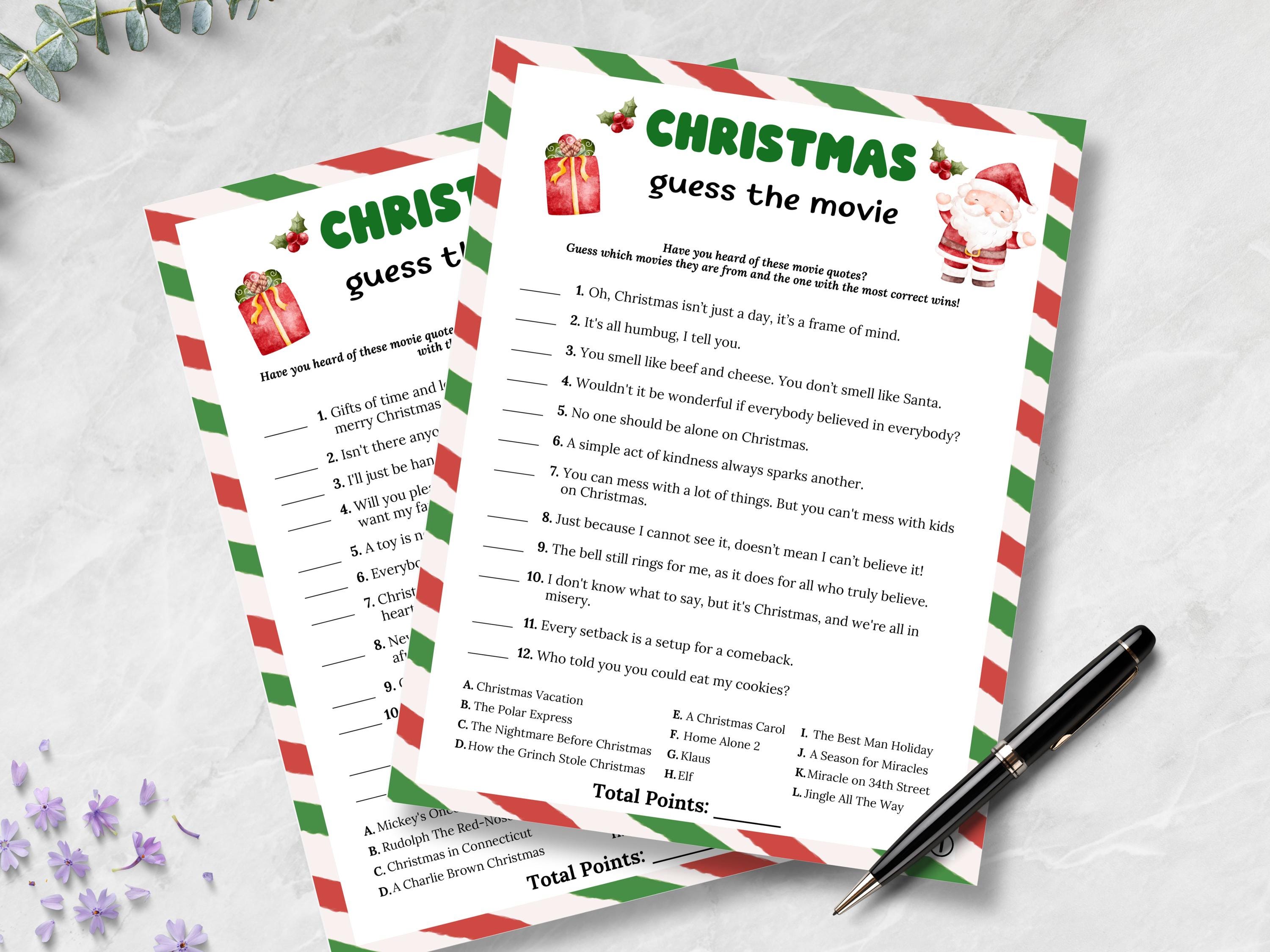 Christmas Movie Quotes Trivia Game, Xmas Movie Quotes Quiz, Christmas ...