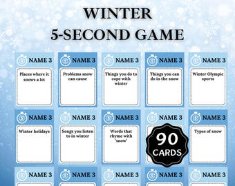 Winter 5 Second Game, Winter Party Game for Kids & Adults, Snow Day ...