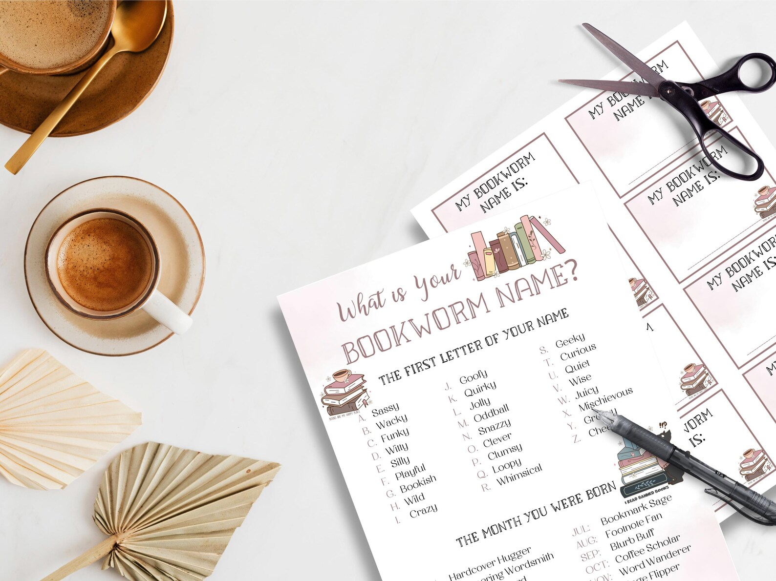 What's Your Bookworm Name With Name Tags, Book Club Games Printable ...