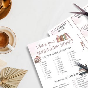 What's Your Bookworm Name With Name Tags, Book Club Games Printable ...