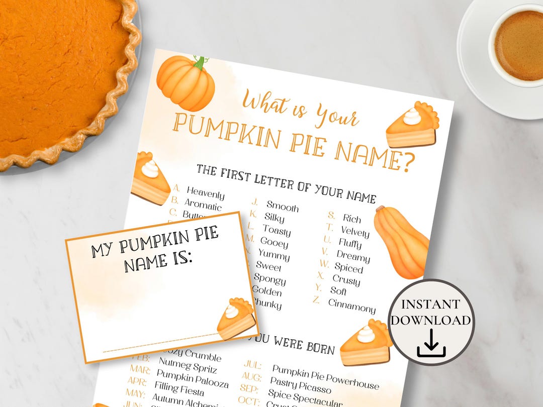 What's Your Pumpkin Pie Name Game With Name Tags, Pumpkin Games, Office ...