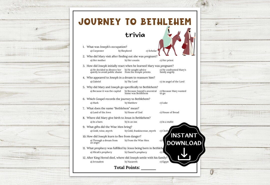 Christmas Bible Trivia Game,christmas Nativity Trivia for Kids & Adults ...