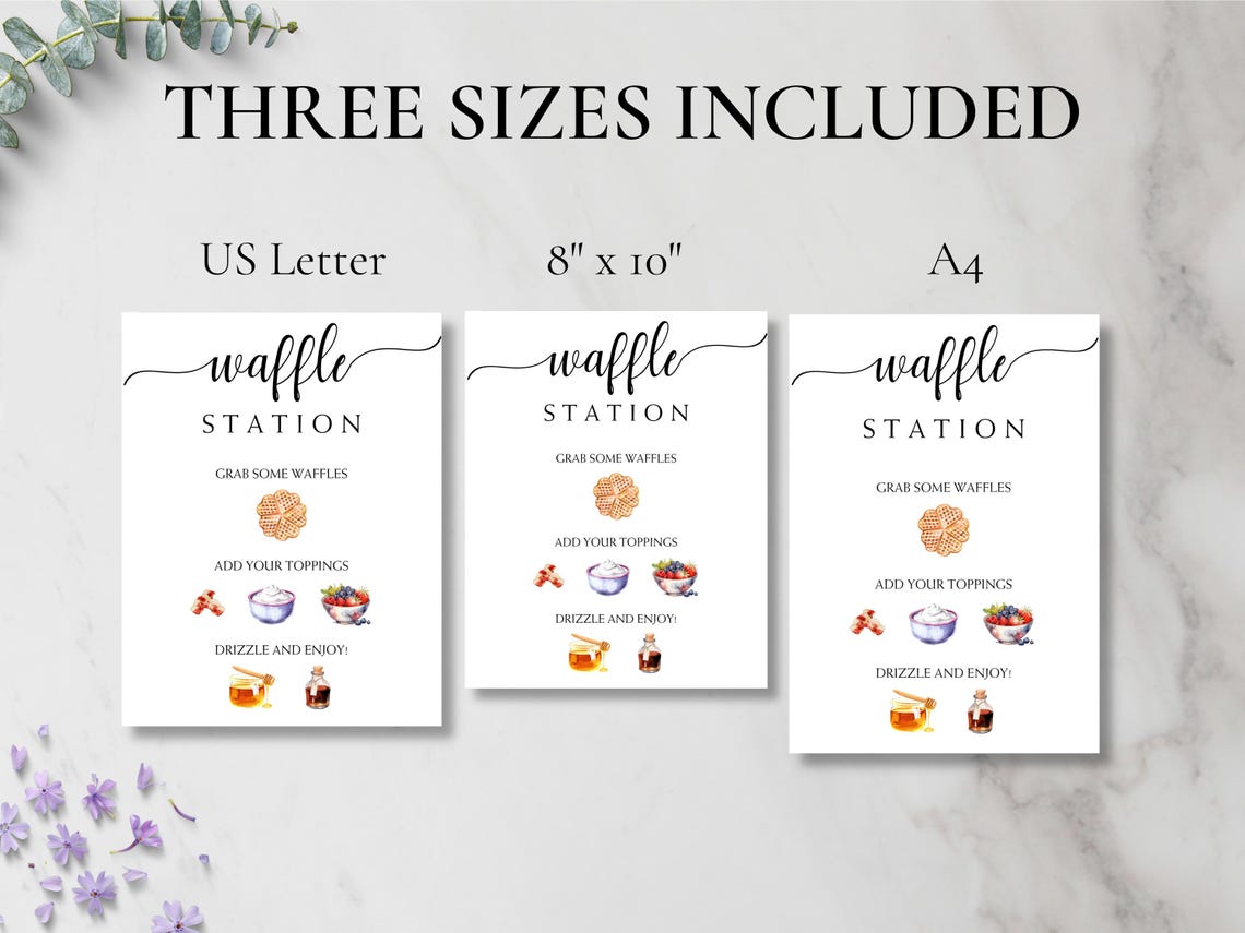 Waffle Bar Sign With Table Cards, Waffle Party, Waffle Station for ...