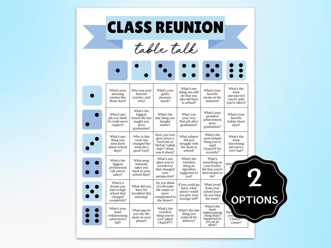 Class Reunion Dice Game, Class Reunion Games, High School Reunion Party ...