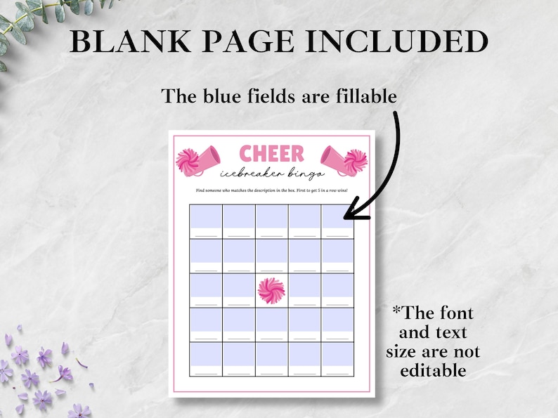 Cheer Bingo Game, Cheer Team Bonding Game, Cheerleader Find Someone Who ...