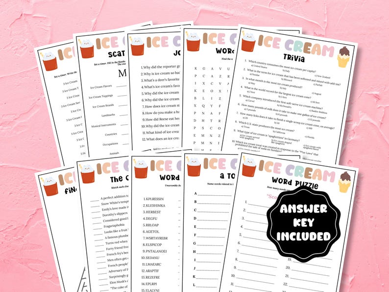 Ice Cream Games Bundle, Ice Cream Party Games, Ice Cream Day Activity ...