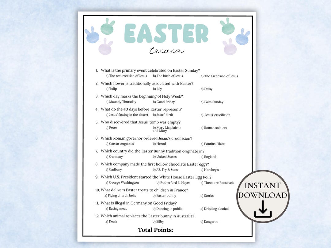 Easter Trivia, Easter Games for Kids & Adults, Easter Classroom Ideas ...