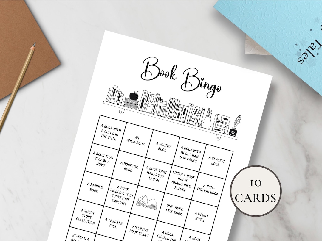 Book Bingo Game, 10 Book Bingo Cards for Book Challenge, Book Bingo ...