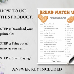 Bread Match up Game, Bread Themed Party Games, Baking Party Games for ...