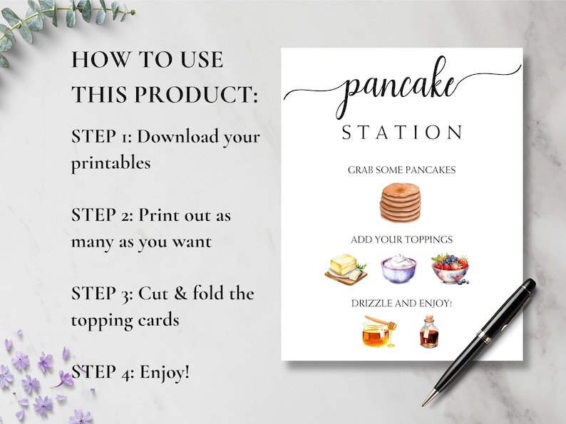 Pancake Bar Sign With Table Cards, Pancake Birthday Party, Pancakes and ...