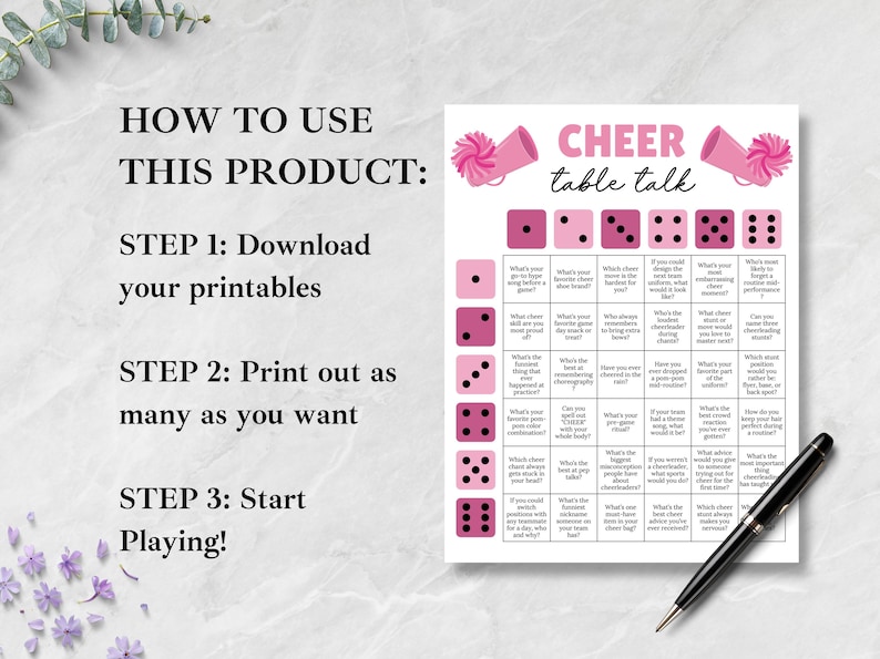 Cheer Team Bonding Game, Cheer Squad Dice Breaker Game, Cheer Team ...