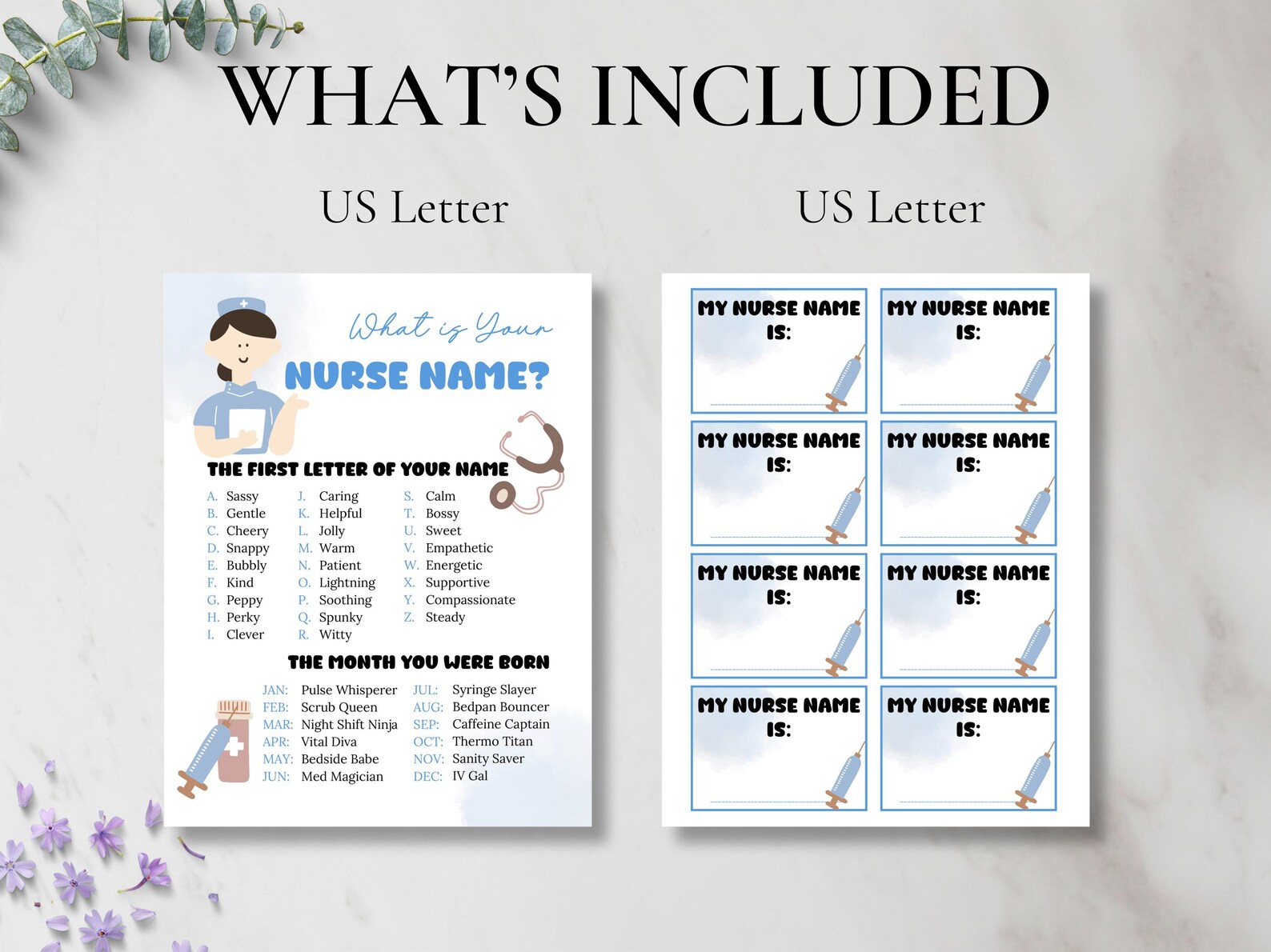 What's Your Nurse Name Game With Name Tags, Printable Nurse Games ...