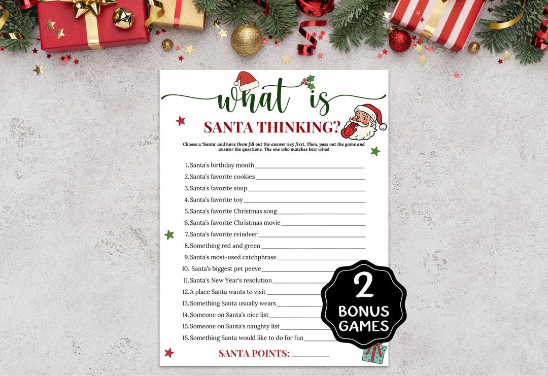 What is Santa Thinking Game, Office Holiday Team Building Game ...