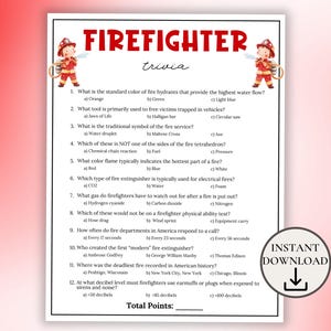 Firefighter Trivia, Firefighter Day Activities, Firefighter Birthday ...