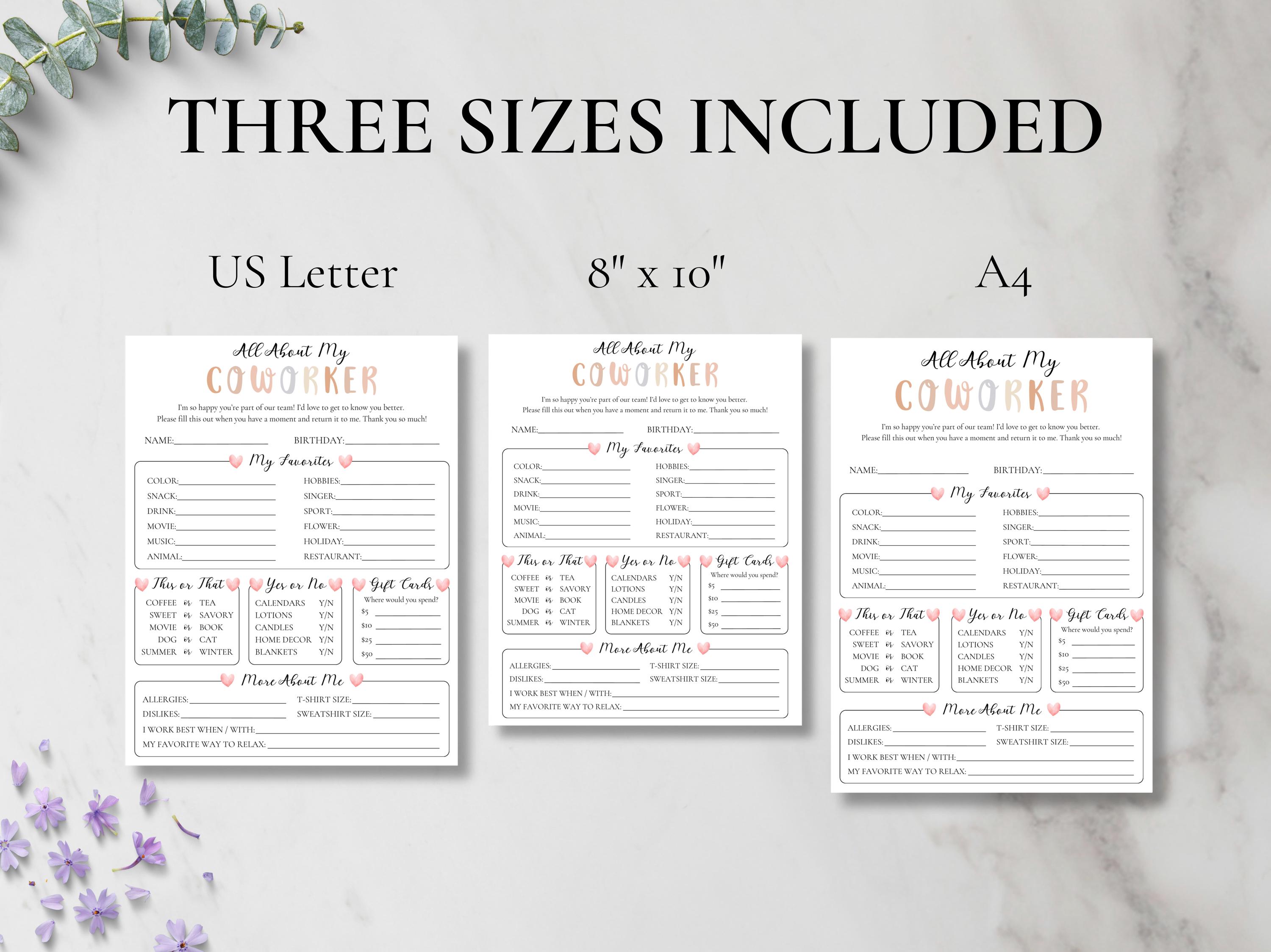 All About My Coworker Printable, Get to Know Your New Employee ...