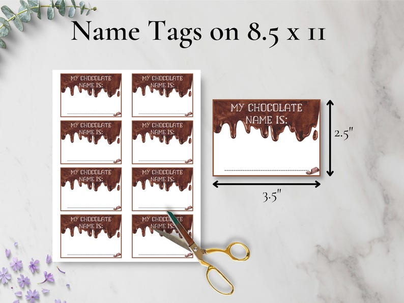 What's Your Chocolate Name Game With Name Tags, Fun Chocolate Party ...