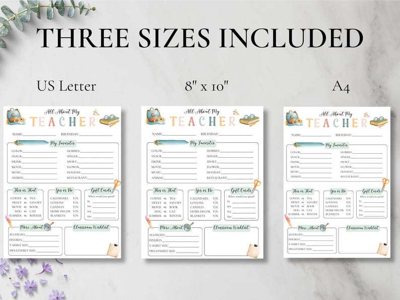 All About My Teacher Questionnaire, Get to Know My Teacher, Teacher ...