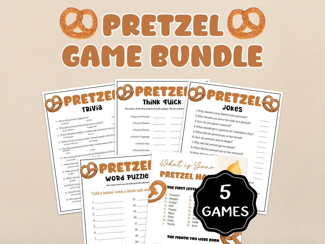 Pretzel Game Bundle, Pretzel Trivia Game, Oktoberfest Party Game for ...
