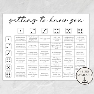 Getting to Know You Printable Game, Dicebreaker Roll and Tell Game ...