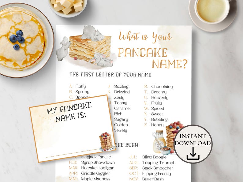 What's Your Pancake Name With Name Tags, Pancake Day Game for Kids ...
