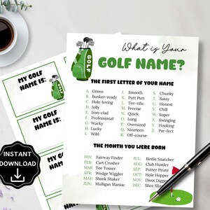 What's Your Golf Name Game With Name Tags, Printable Golf Game for Kids ...