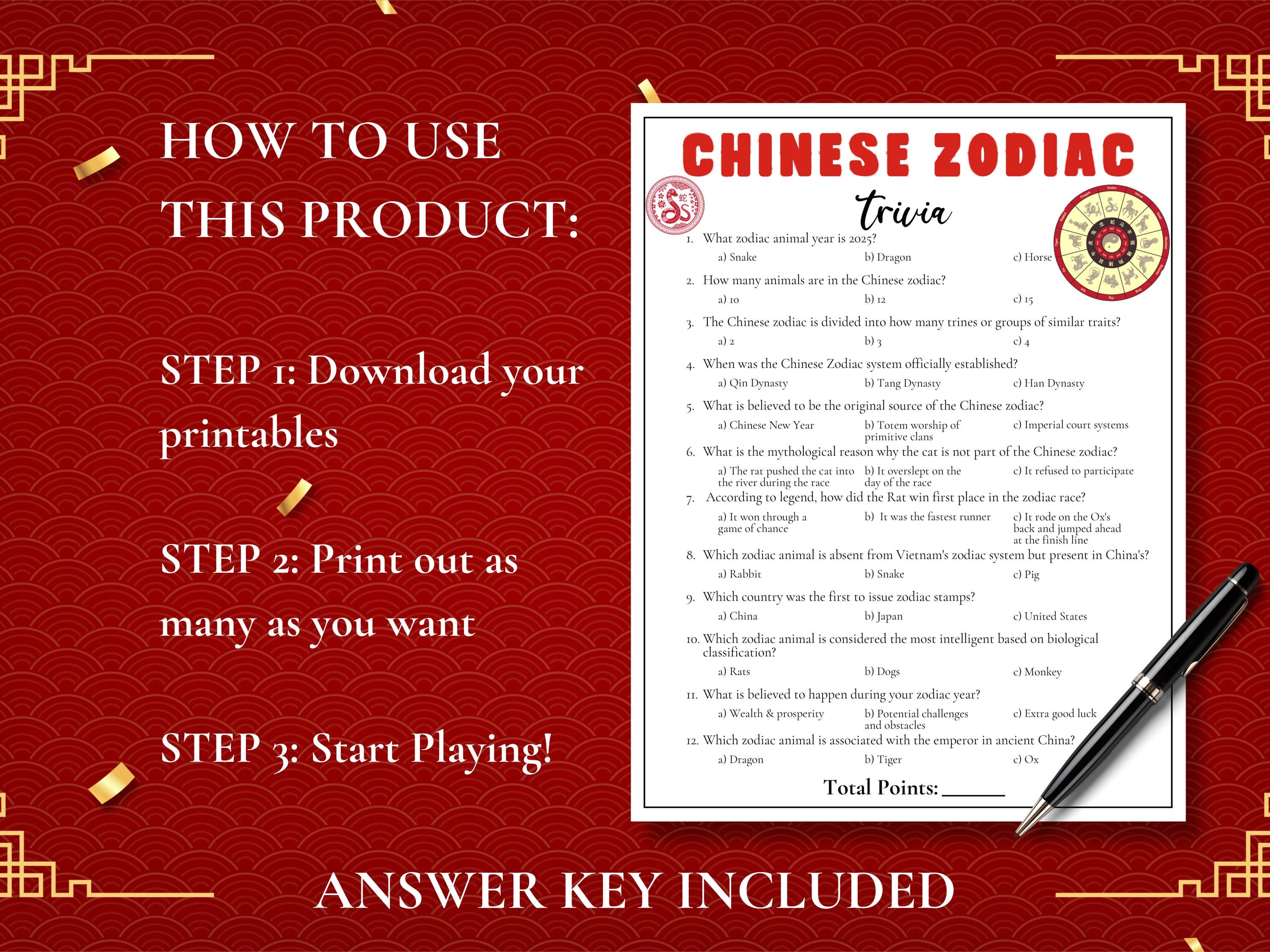 Chinese Zodiac Trivia, Lunar New Year Trivia, 2025 Chinese New Year ...