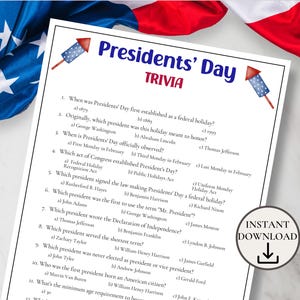 Presidents Day Trivia, Presidents Day Games, Presidents Day Printables ...