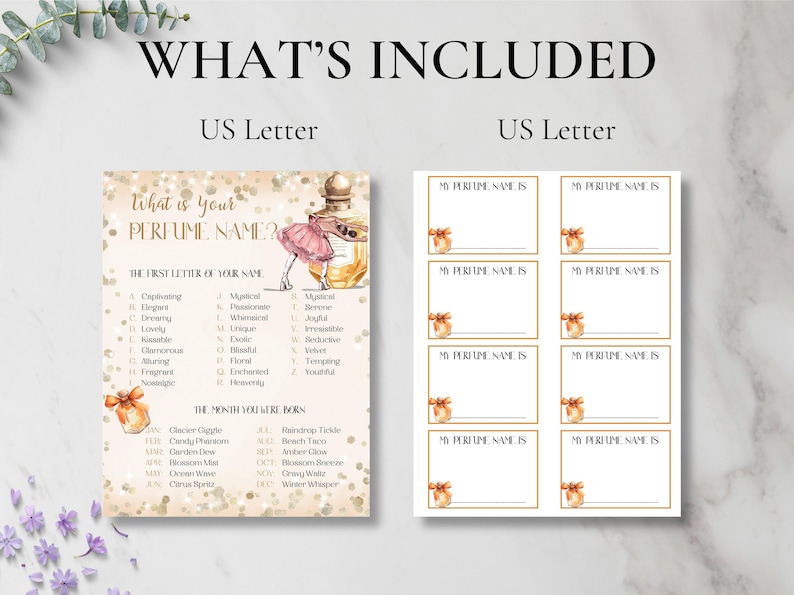 What's Your Perfume Name Game With Name Tags, Printable Fragrance Party ...