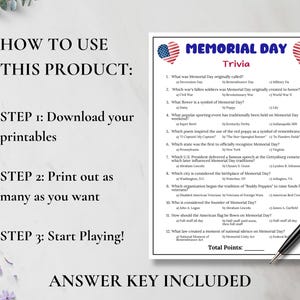 Memorial Day Trivia Game, Memorial Day Games for the Office, Memorial ...