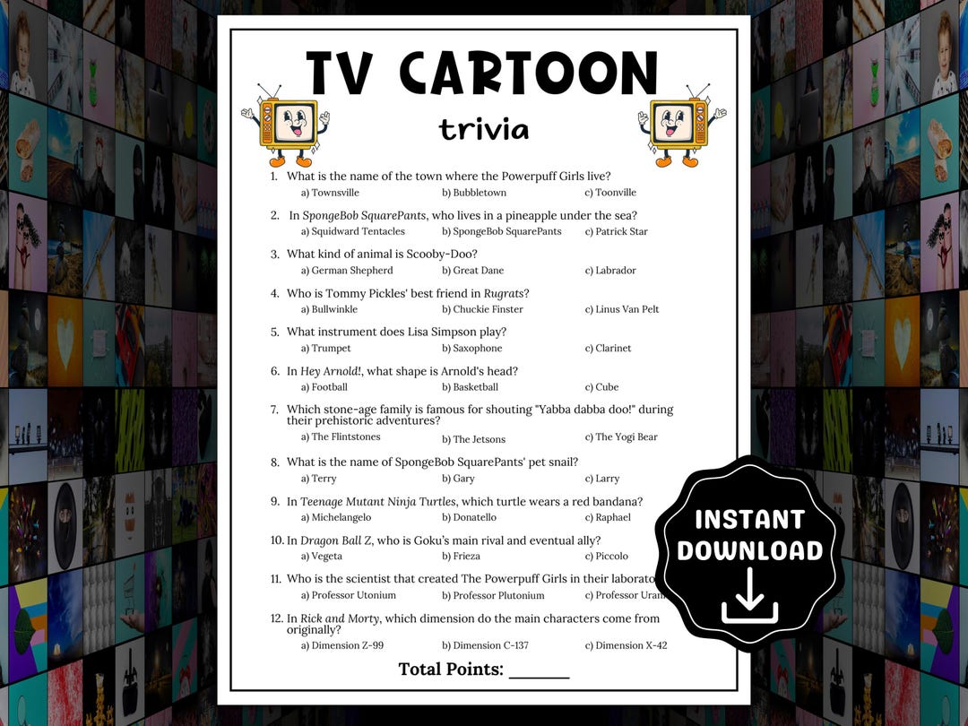 TV Cartoon Trivia Game, Cartoon Party Game for Kids & Adults, Animated ...