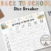 Back to School Dice Breaker, Back to School Game, Get to Know You Dice ...