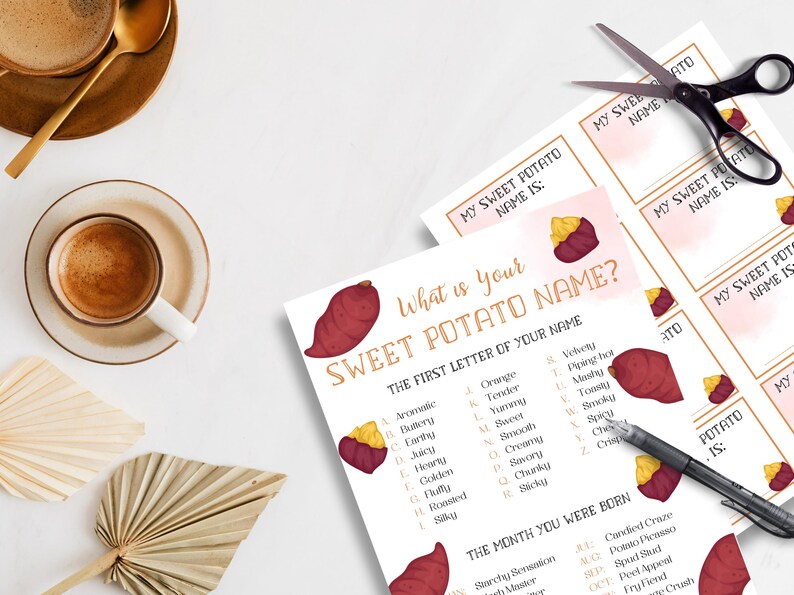 What's Your Sweet Potato Name Game With Name Tags, Friendsgiving Party ...