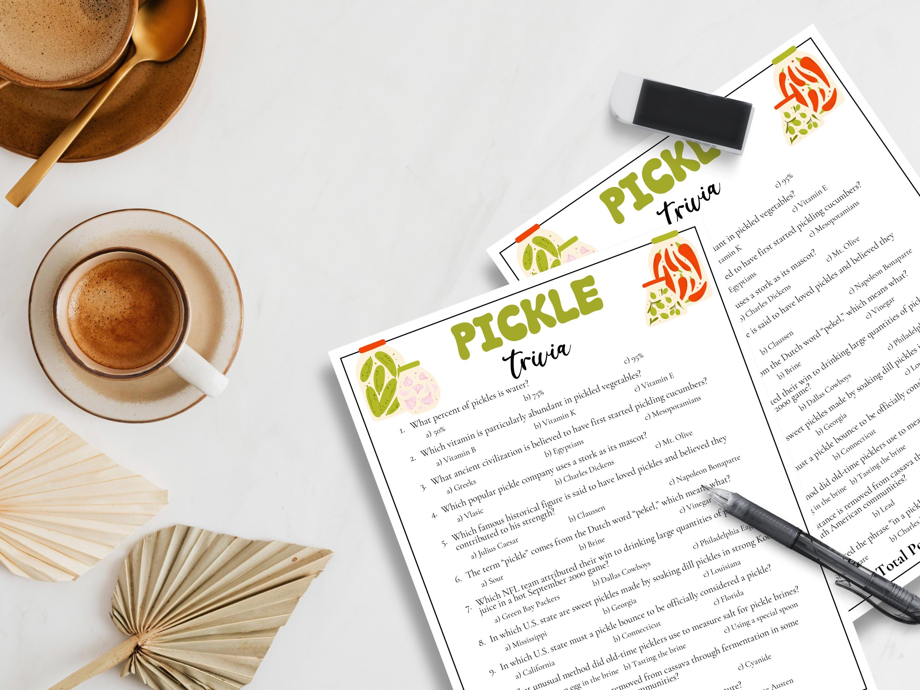 Pickle Trivia Game, Pickle Birthday Game for Kids & Adults, Pickle ...