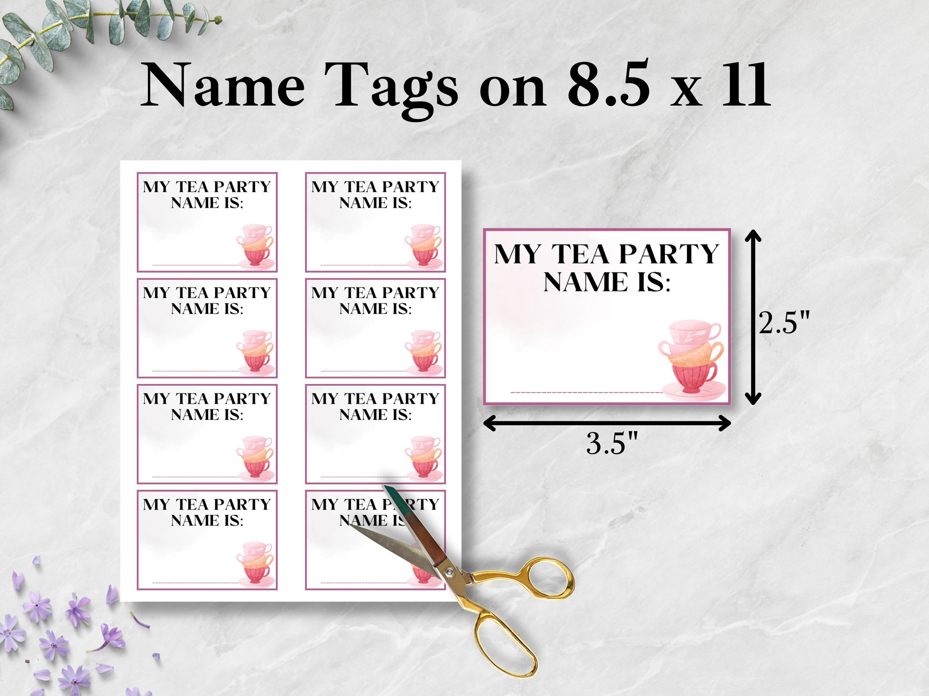 Whats Your Tea Party Name Game W Name Tags Tea Party Games Printable