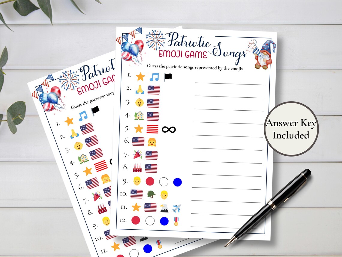 4th of July Emoji Game, Patriotic Songs Trivia Questions, Emoji Quiz ...