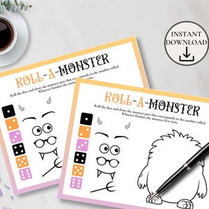 Roll A Monster Printable Game, Halloween Monster Game for Kids, Monster ...
