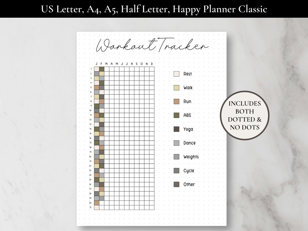 Workout Tracker Printable, Exercise Tracker, Fitness Tracker, Workout ...