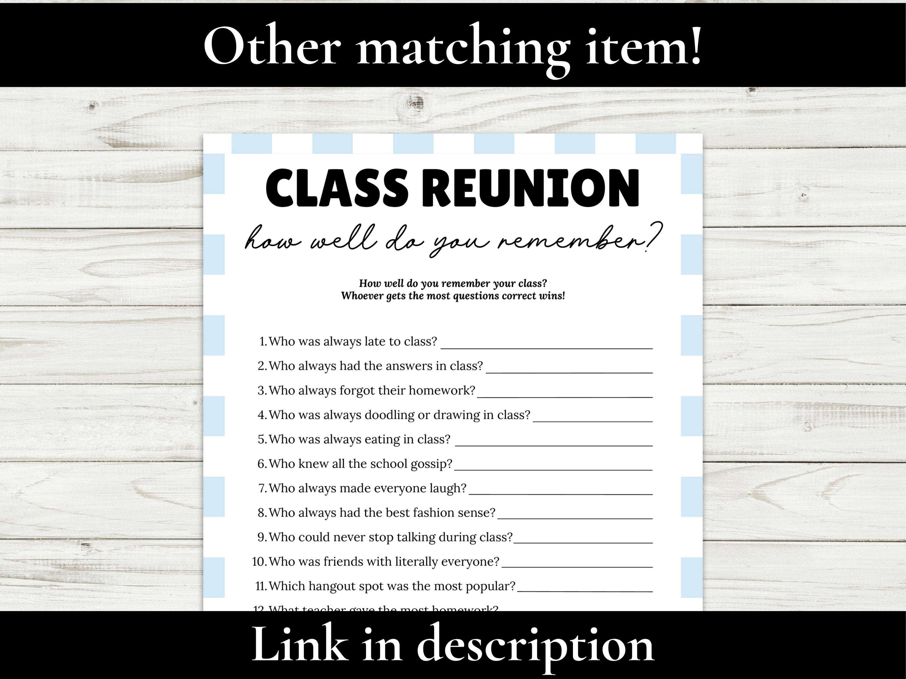 Class Reunion Dice Game, Class Reunion Games, High School Reunion Party ...