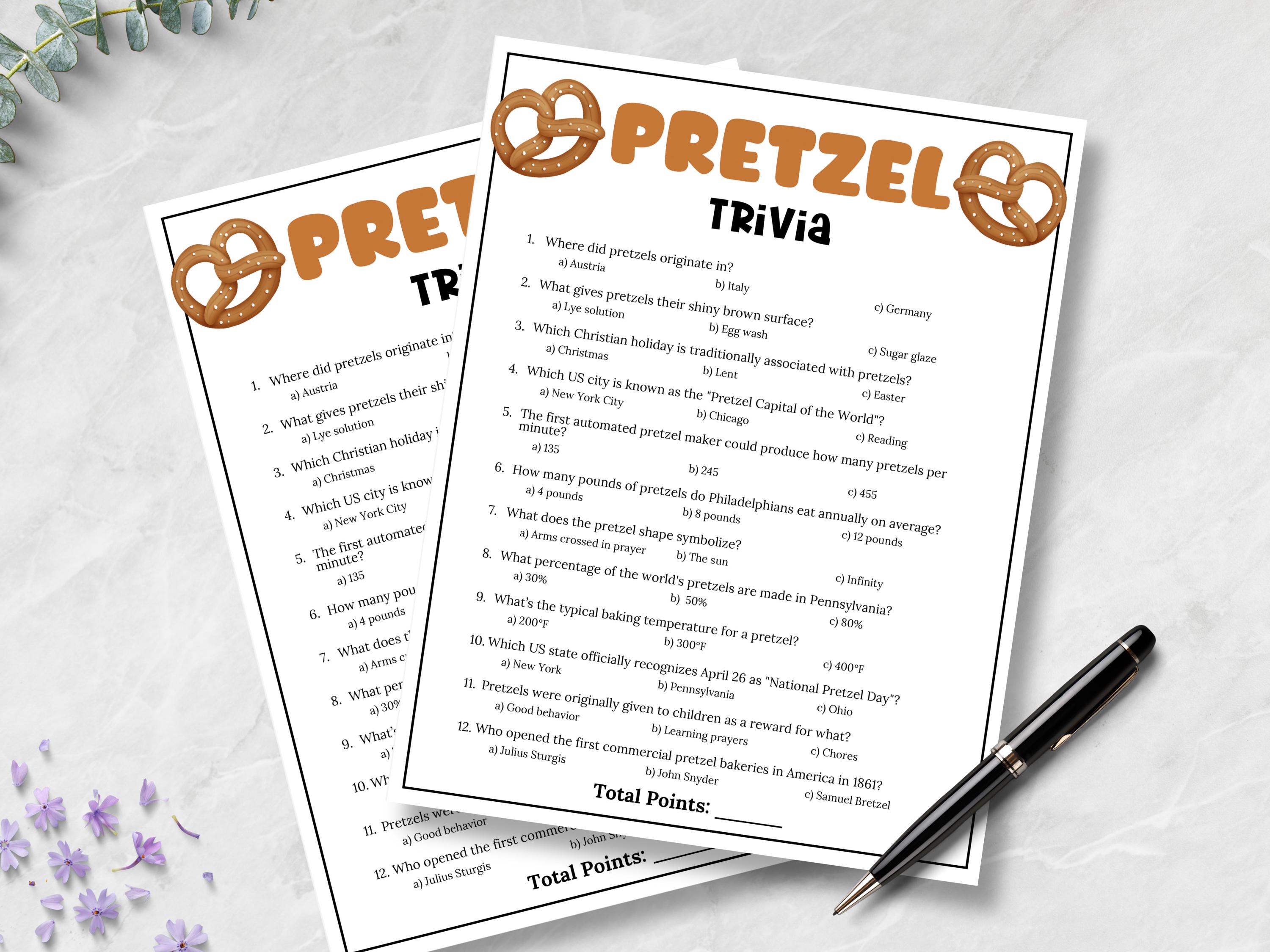 Pretzel Trivia Game, Oktoberfest Party Game for Kids & Adults, German ...