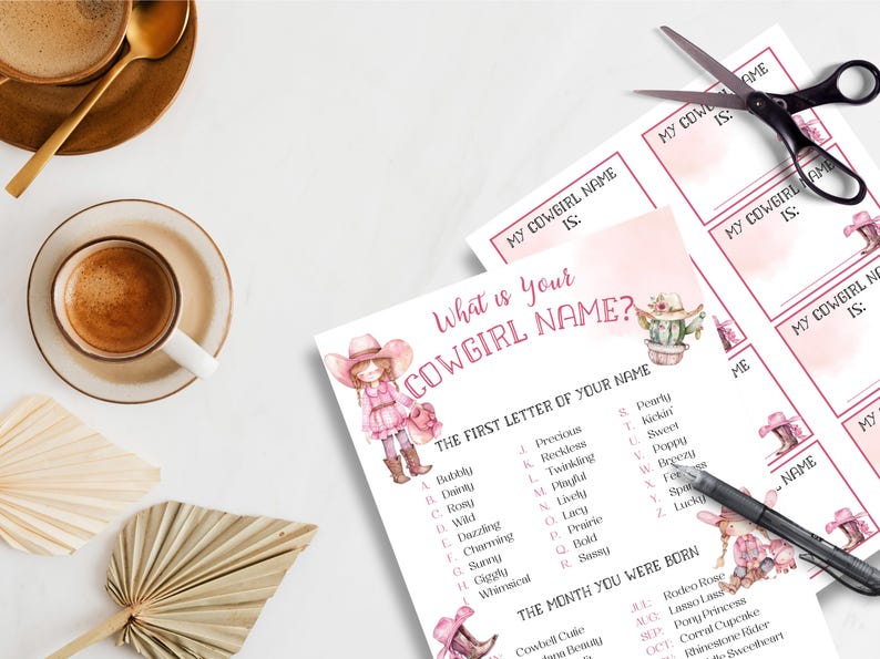 What's Your Cowgirl Name With Name Tags, Cowgirl Birthday Party ...