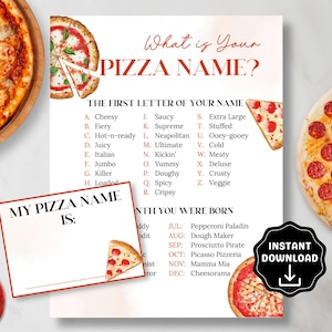 What's Your Pizza Name With Name Tags, Pizza Baby Shower Games, Pizza ...