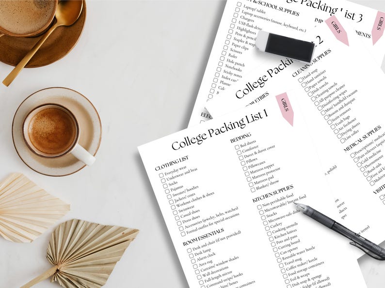 College Packing List for Girls, Dorm Room Checklist for College ...