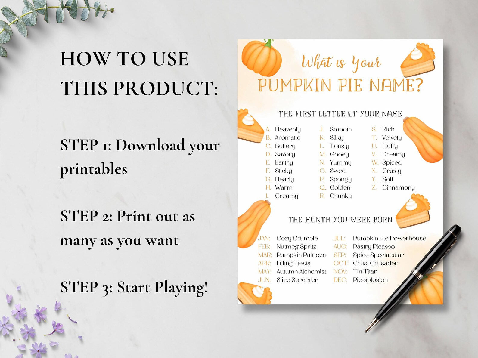 What's Your Pumpkin Pie Name Game With Name Tags, Pumpkin Games, Office ...