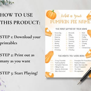 What's Your Pumpkin Pie Name Game With Name Tags, Friendsgiving Party ...