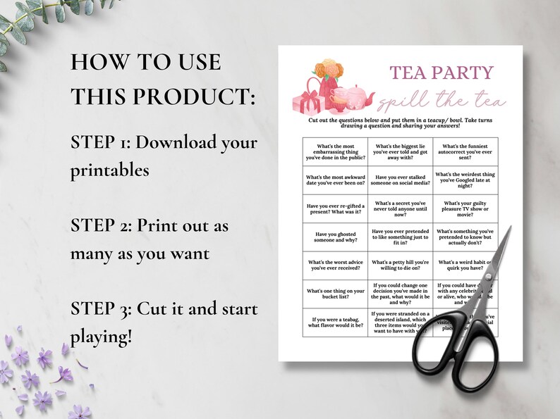 Spill the Tea Game, Tea Party Games Printable, Ladies Luncheon Game ...