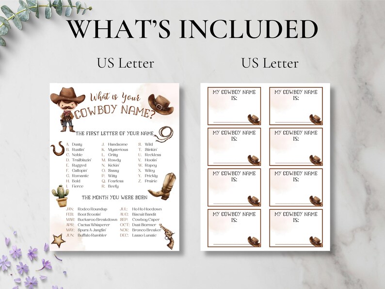 What's Your Cowboy Name With Name Tags, Cowboy Birthday Party Game ...