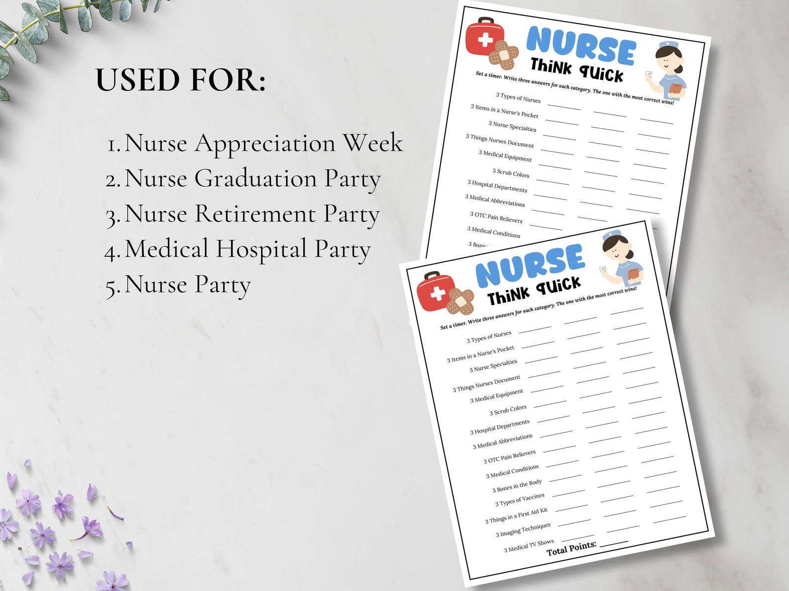 Nurse Think Quick Trivia Game, Nurse Games, Nurse Appreciation Week ...