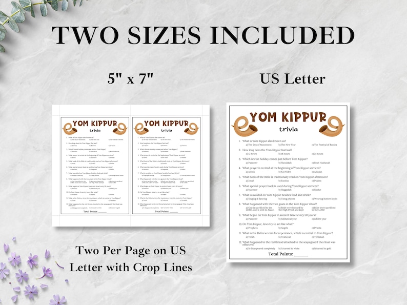 Yom Kippur Trivia Game, the Day of Atonement, Sunday School Games ...